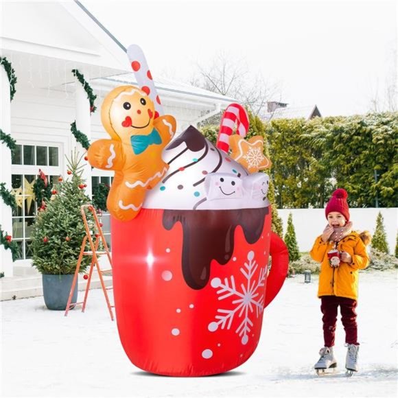 Holiday | 6 Ft Christmas Inflatable Hot Cocoa Mug Decor With Builtin ...